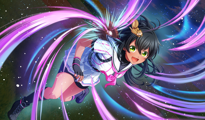 Safebooru - 1girl :d akino komugi aura ball baseball baseball (object) baseball field baseball ...