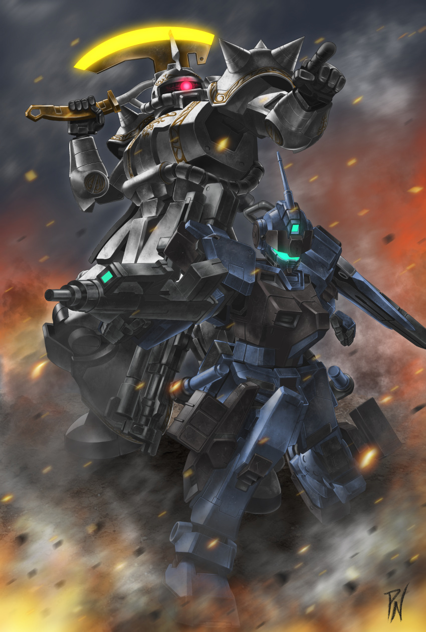 Safebooru - absurdres aiming alternate color assault visor axe beam ...