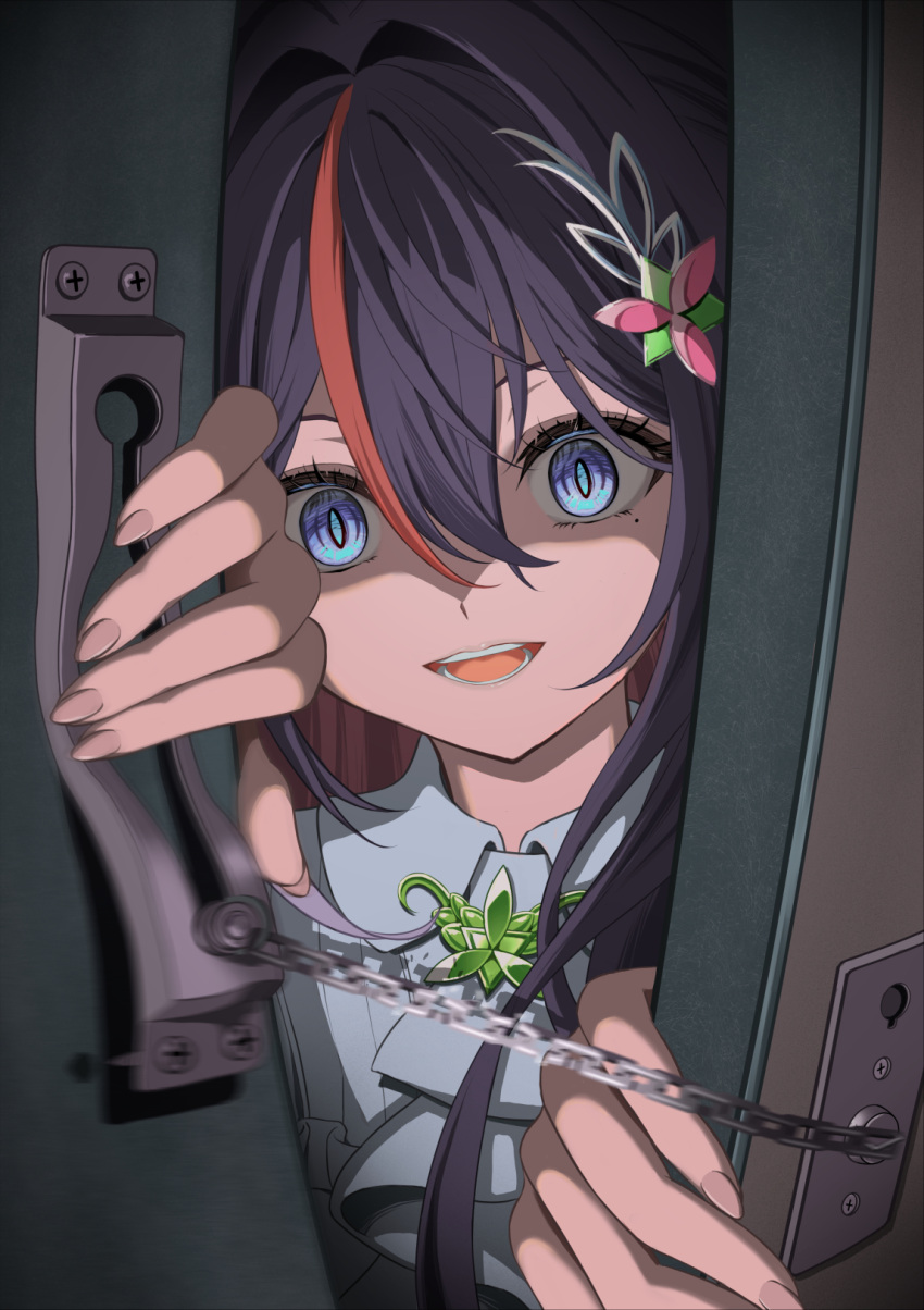 Safebooru - 1girl ascot azki (4th costume) (hololive) azki (hololive) black hair blue eyes ...