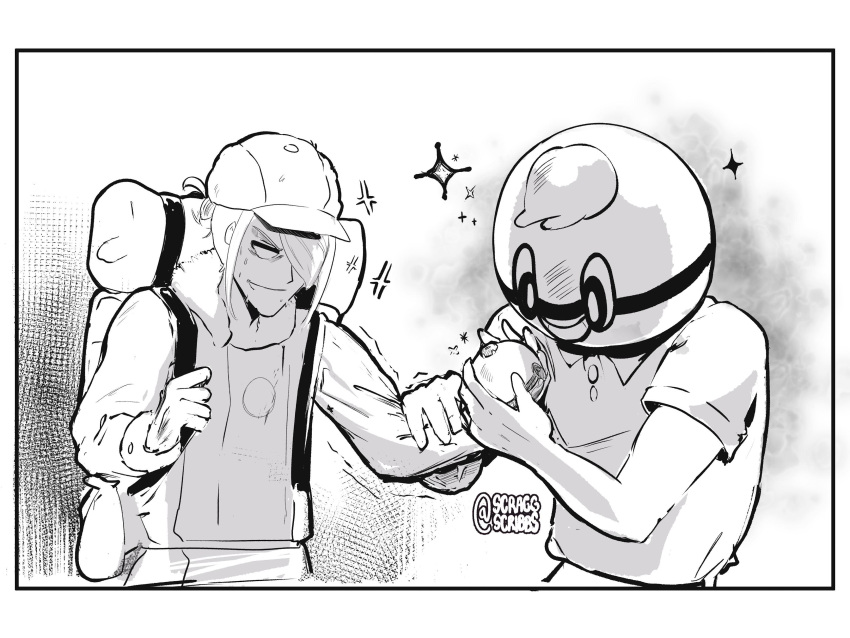 Safebooru - 2boys absurdres anger vein backpack bag ball guy collared shirt ginkgo guild uniform ...