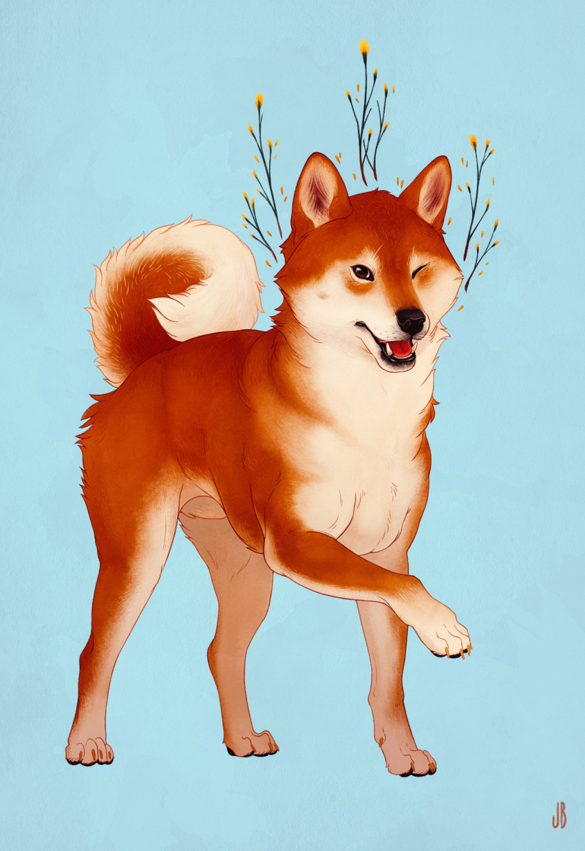 Safebooru - animal animal focus blue background brown eyes commentary ...