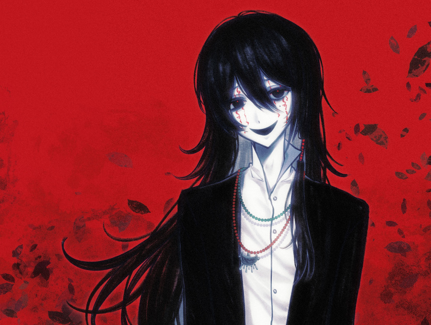 Safebooru - 1boy absurdres bead necklace beads black eyes black hair black jacket changmingsuo ...