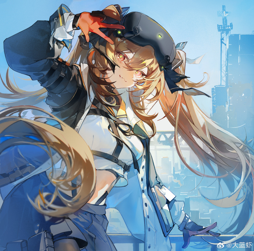 Safebooru - 1girl :3 absurdres black jacket black ribbon black skirt ...