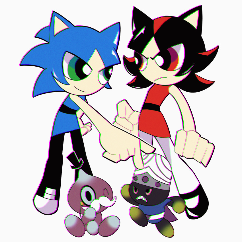 Safebooru - absurdres bare arms black hair blue hair chao (sonic ...