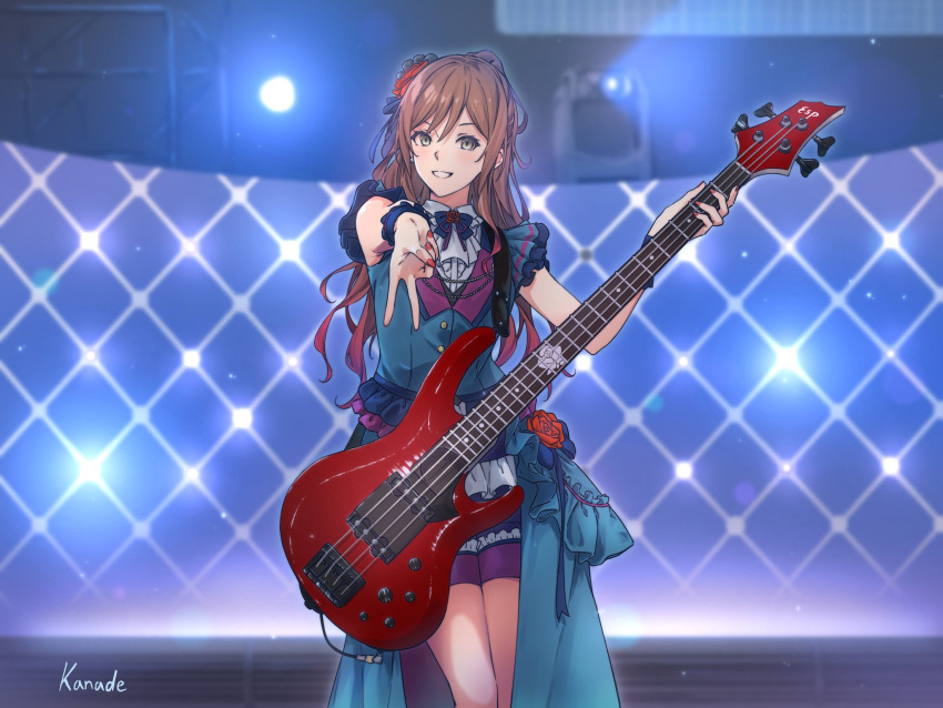 Safebooru - 1girl artist name bang dream! blue bow blue bowtie blue skirt blue vest bow bowtie ...