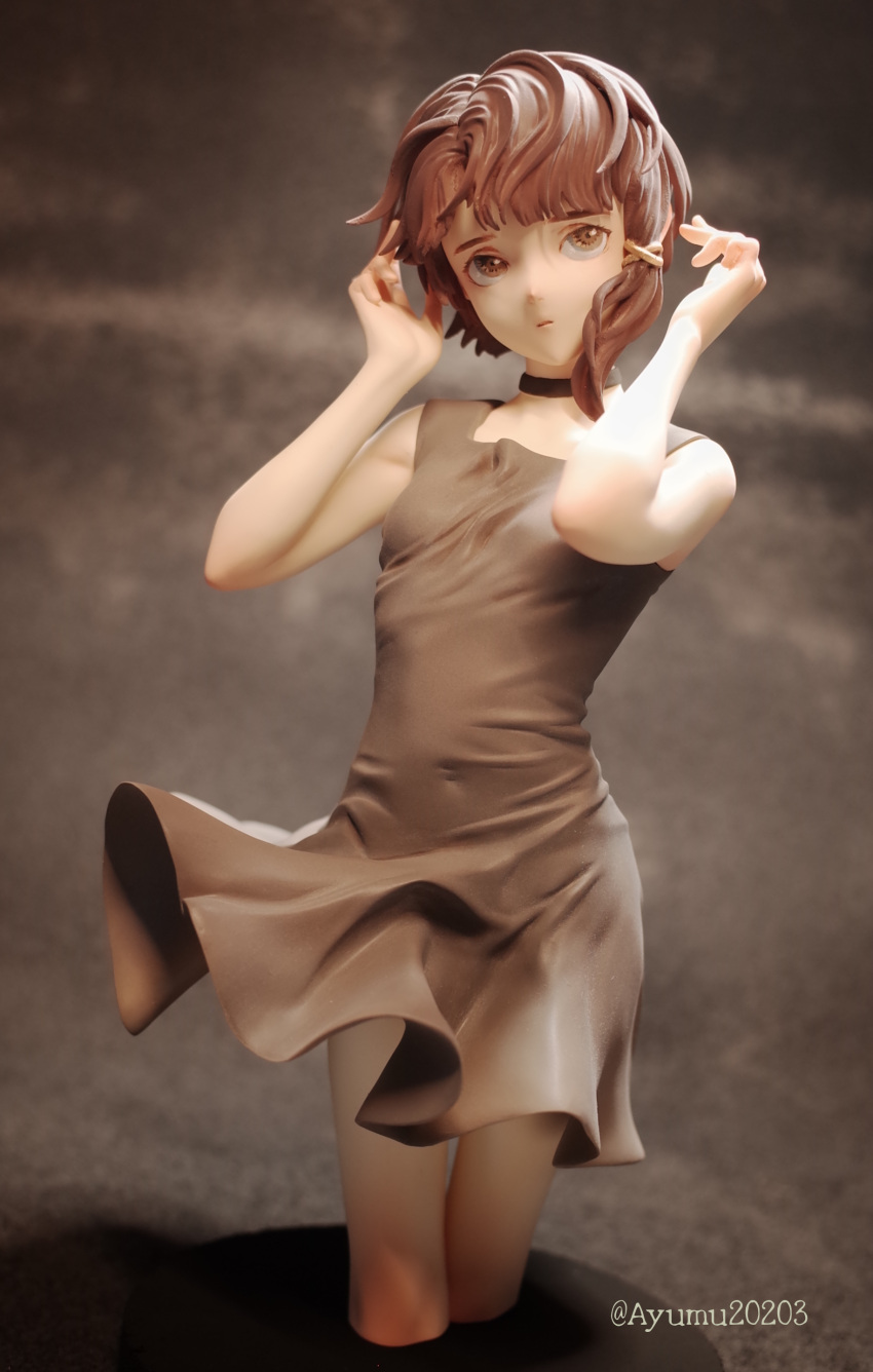 Safebooru - 1girl absurdres breasts brown eyes brown hair choker dress expressionless garage kit ...