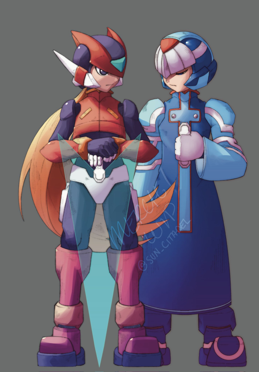 Safebooru - 2boys armor black eyes blue helmet blue robe closed eyes ...