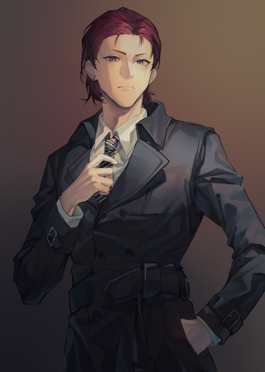 Safebooru - 1boy absurdres belt belt buckle black belt black coat buckle closed mouth coat ...