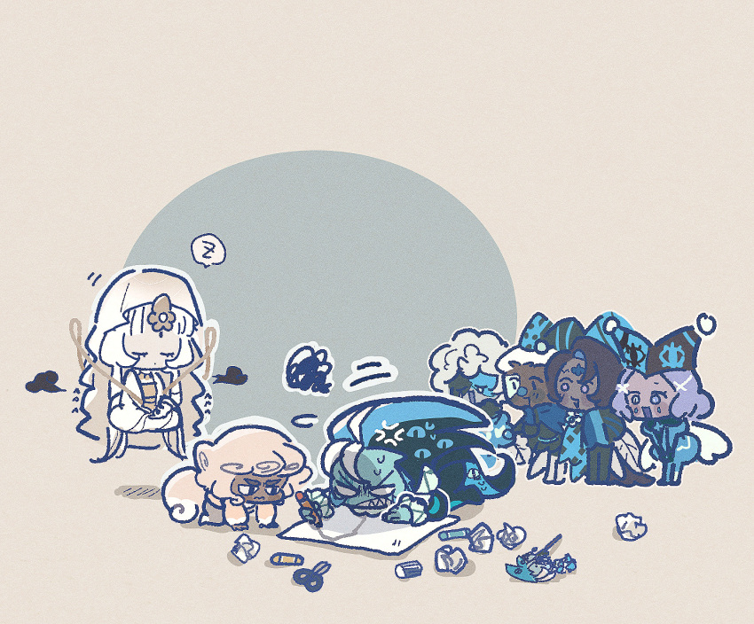 Safebooru - 3boys 3girls closed eyes closed mouth cloud haetae cookie cookie run cookie run ...