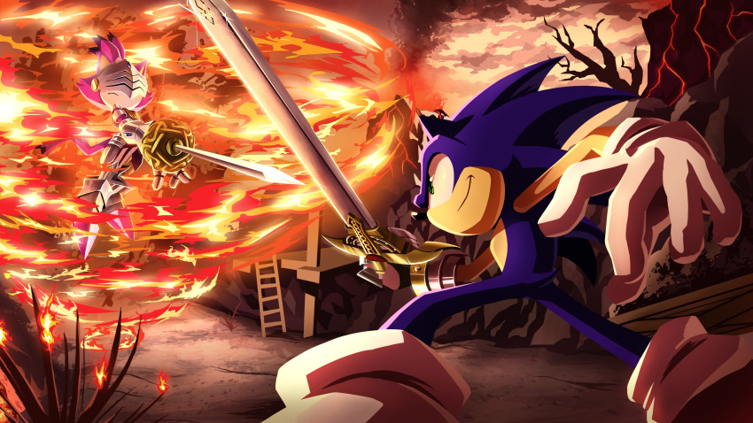 Safebooru - 1boy 1girl absurdres animal ears armor blaze the cat ...