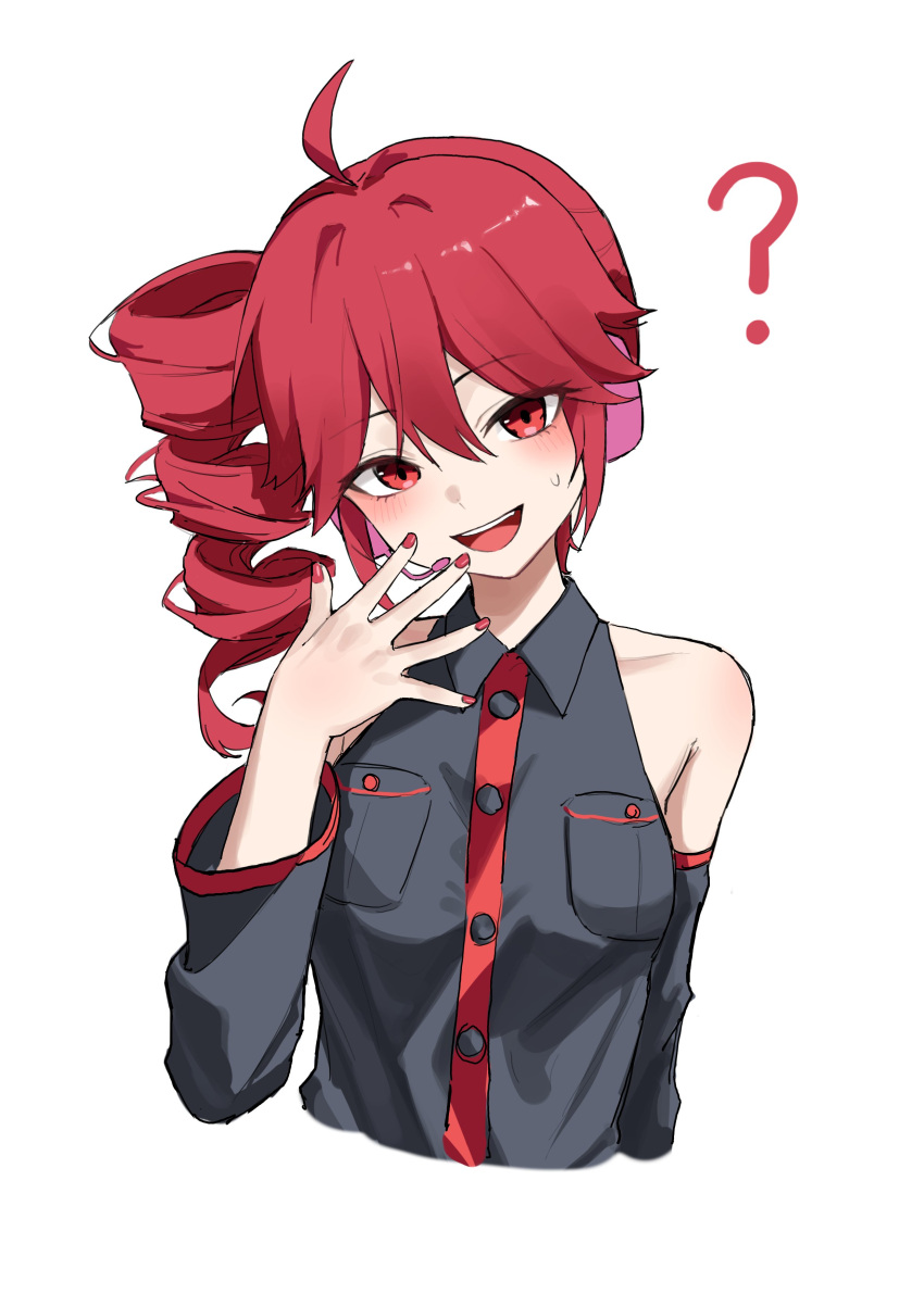 Safebooru - 1girl ? absurdres ahoge alternate hairstyle arm at side armpit crease bare shoulders ...