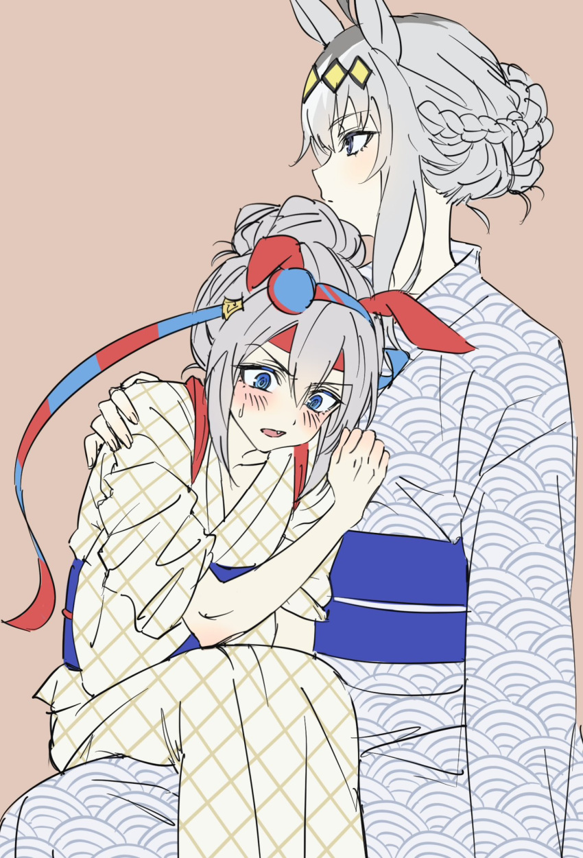 Safebooru - 2girls alternate hairstyle animal ears blue eyes blush ...