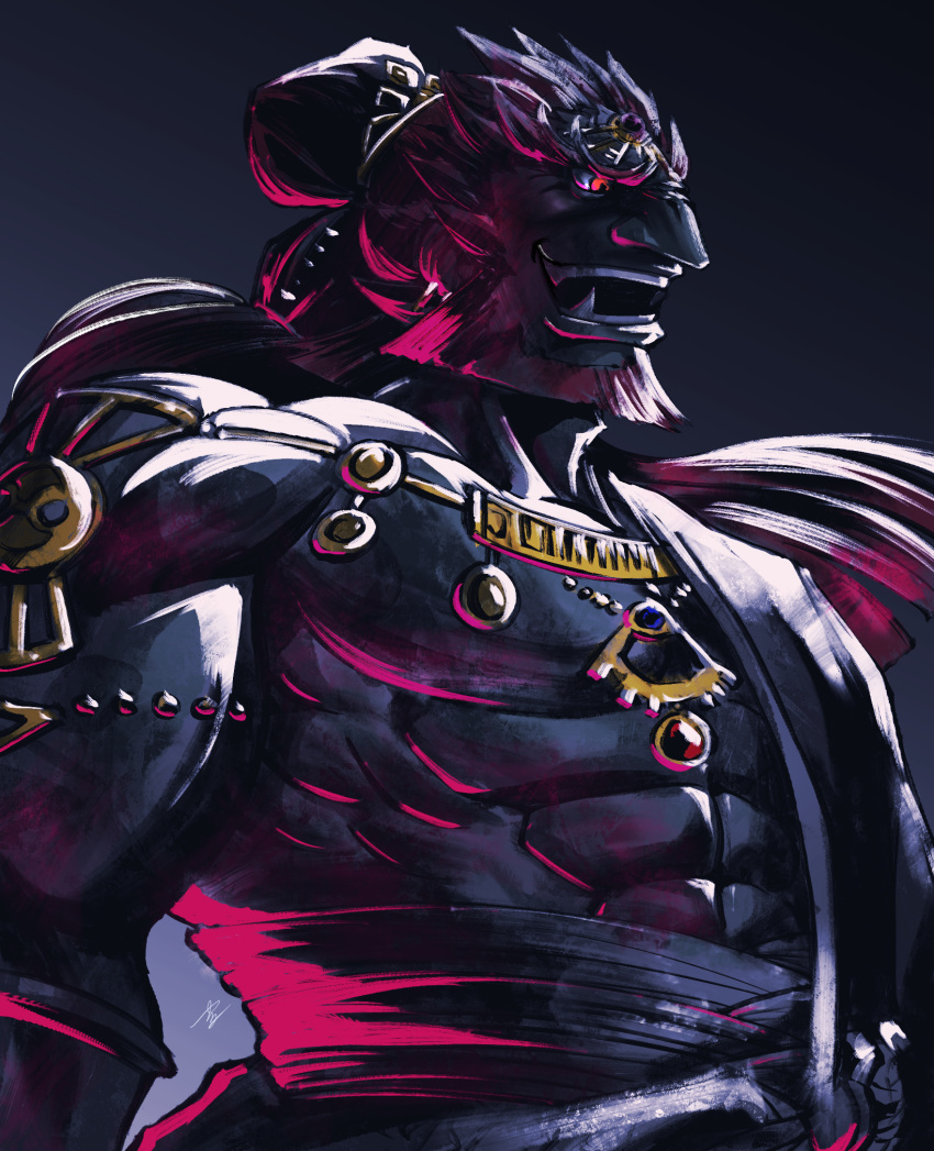 Safebooru - 1boy abs aquiline nose beard black background commentary ...