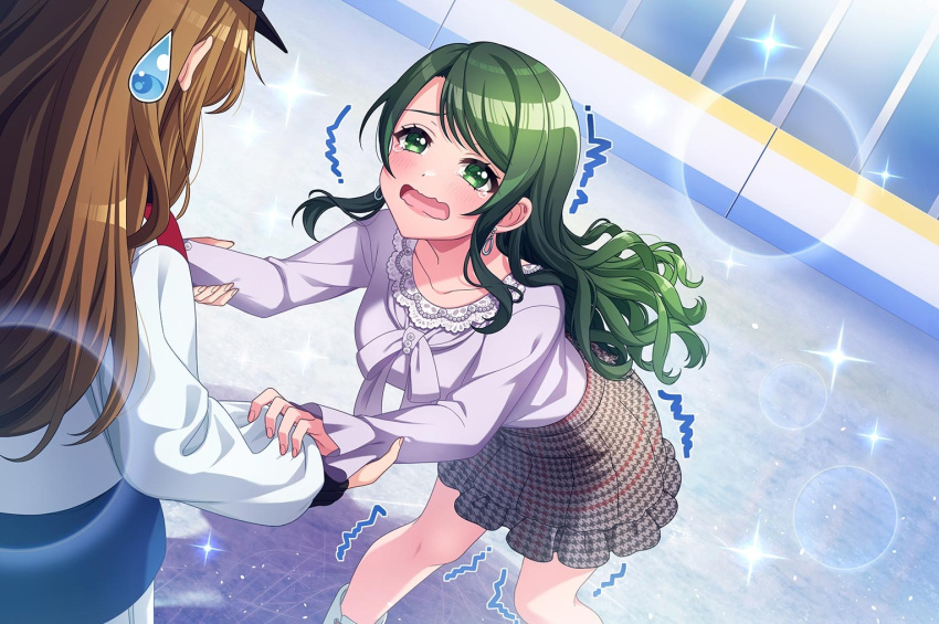 Safebooru - blue eyes blush d4dj dress green hair long hair shimizu esora | 5629378