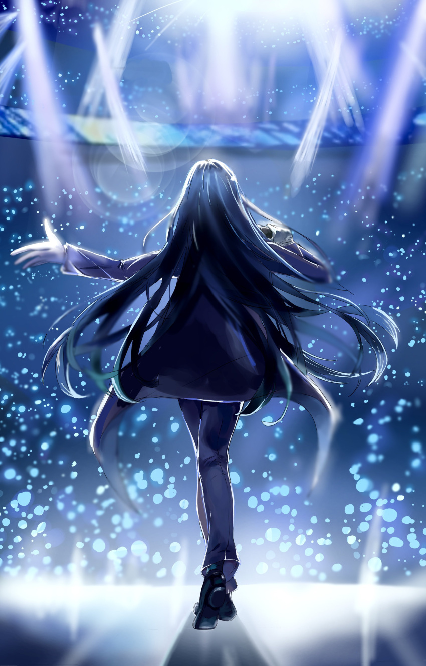 Safebooru - 1girl absurdres ado (utaite) blue coat blue hair blue pants ...