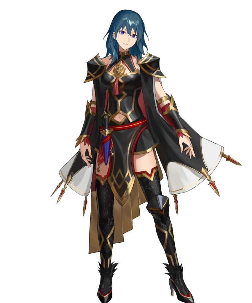 Safebooru - 1girl black cape black hair black thighhighs breasts brooch byleth (female) (fire ...