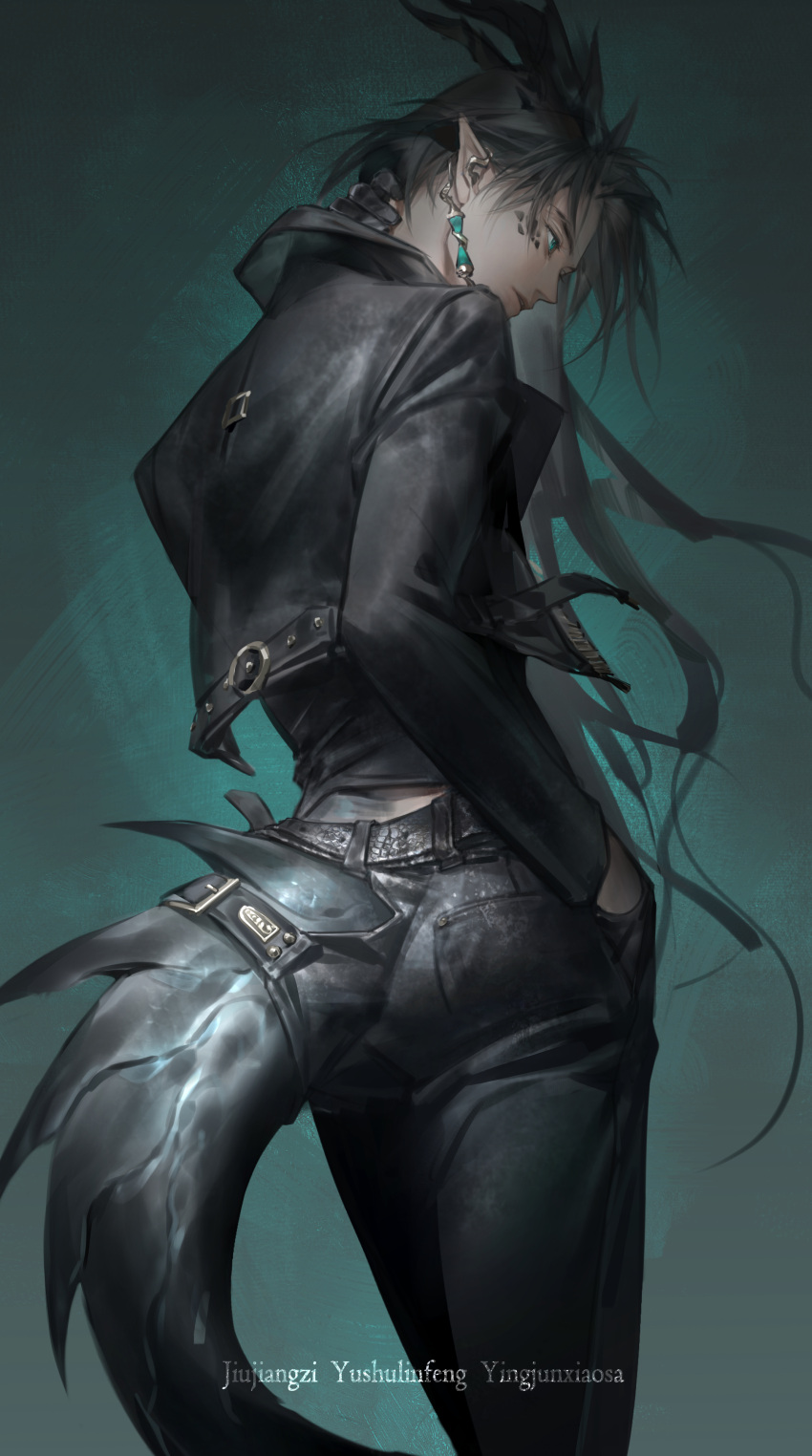 Safebooru - 1boy absurdres artist name belt black hair black jacket black pants black shirt ...