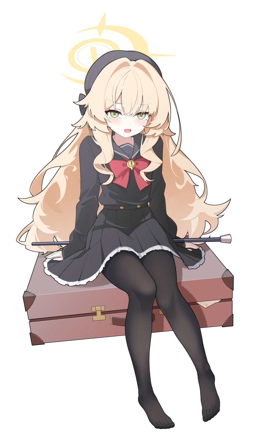 Safebooru - 1girl absurdres beret black hat black pantyhose black sailor collar black shirt ...