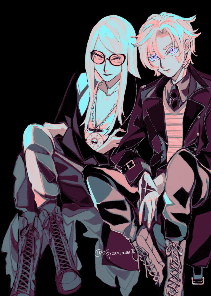 Safebooru - 2boys black boots black coat black pants blonde hair boots coat daybit sem void fate ...