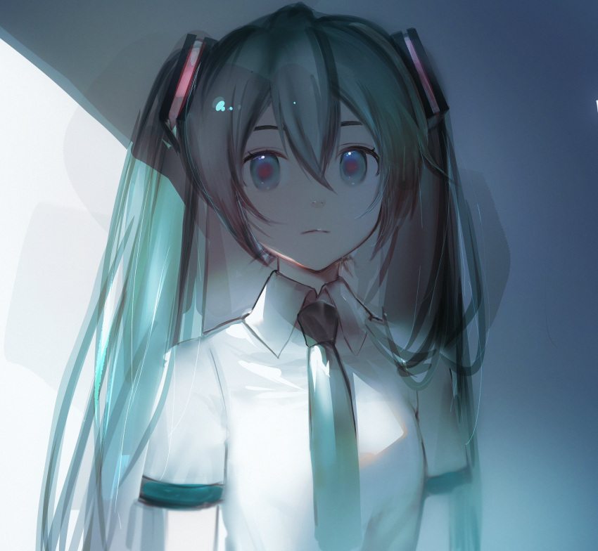 Safebooru - 1girl adapted costume am/g aqua hair aqua necktie hatsune ...
