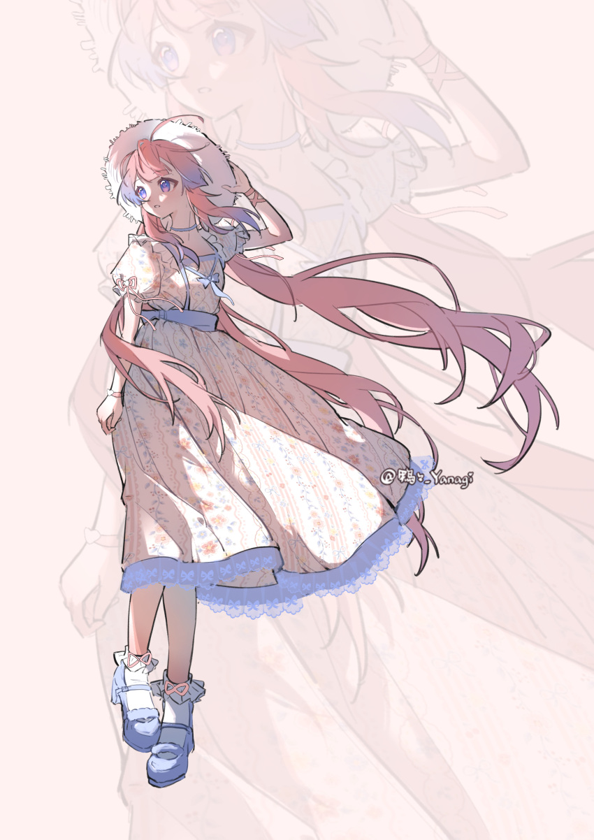 Safebooru - 1girl absurdres ahoge blue eyes casual dress floating hair ...