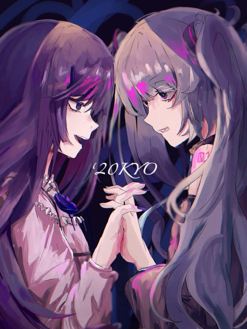 Safebooru - 2girls absurdres ado (utaite) black hair blue eyes blue ...