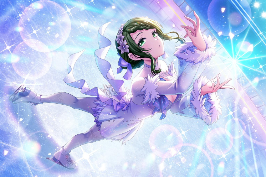 Safebooru - blue eyes blush d4dj dress green hair long hair shimizu esora | 5629379