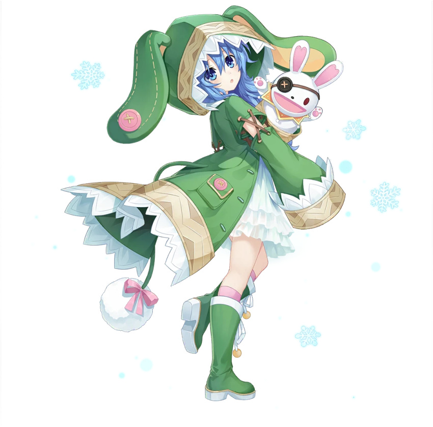 Safebooru - 1girl animal ears animal hood blue eyes blue hair boots ...