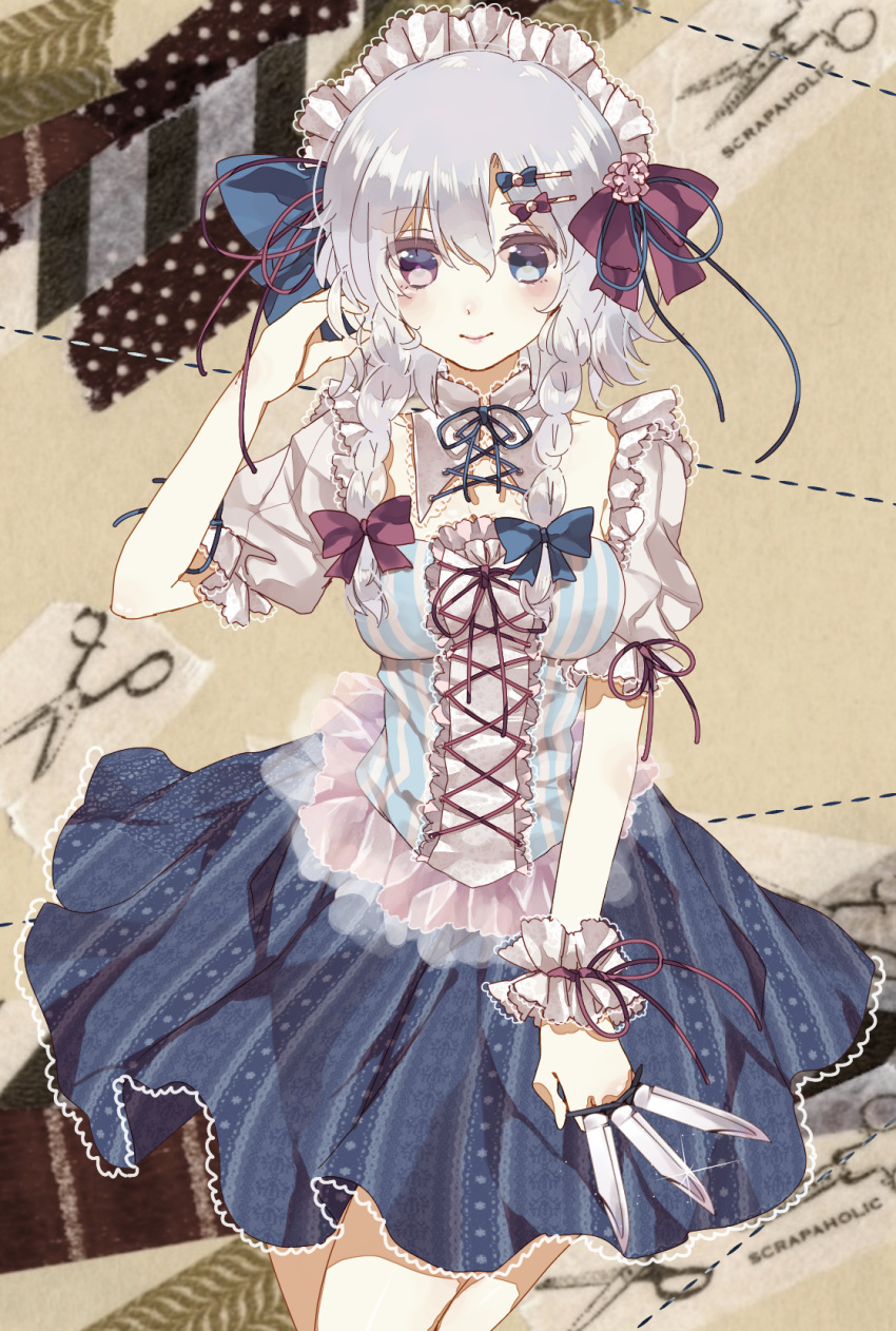 Safebooru - 1girl blue eyes braid gingetsu ringo highres izayoi sakuya ...