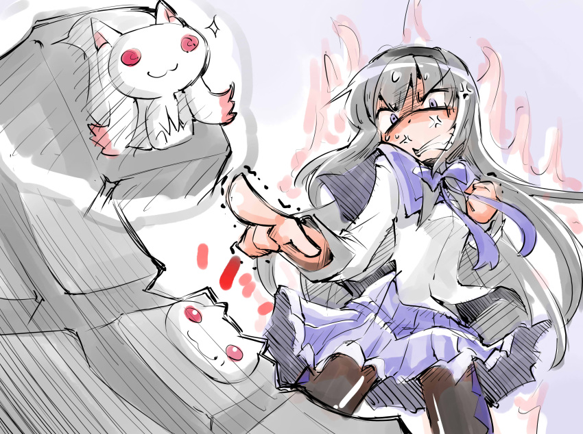 Safebooru - 1girl absurdres akemi homura anger vein angry black hair blush hairband highres ...