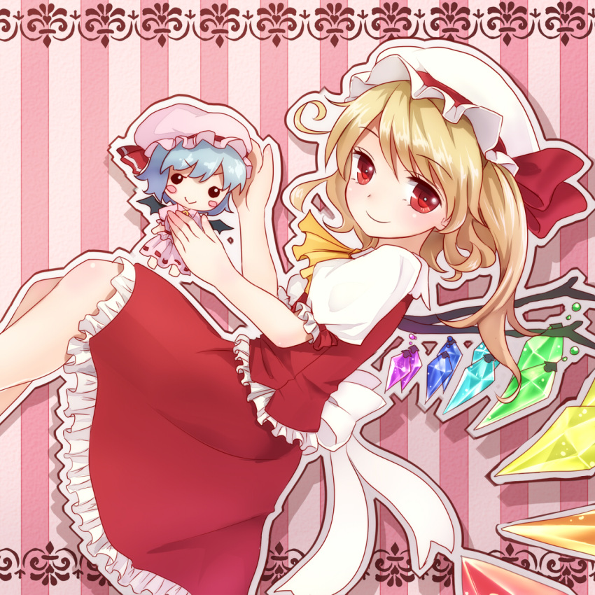 Safebooru 1girl Ascot Bat Wings Blonde Hair Blue Hair Blush Stickers 3690