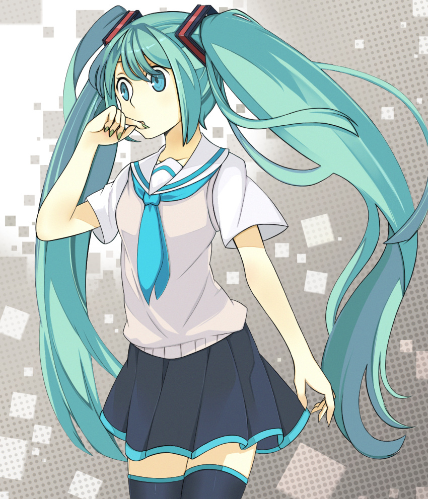 Safebooru - 1girl aqua eyes aqua hair hatsune miku highres long hair minazukisekai nail polish ...