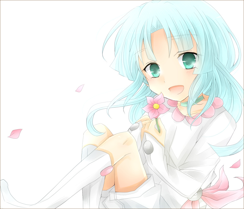 Safebooru - 1girl aqua eyes aqua hair choker danball senki w flower ...