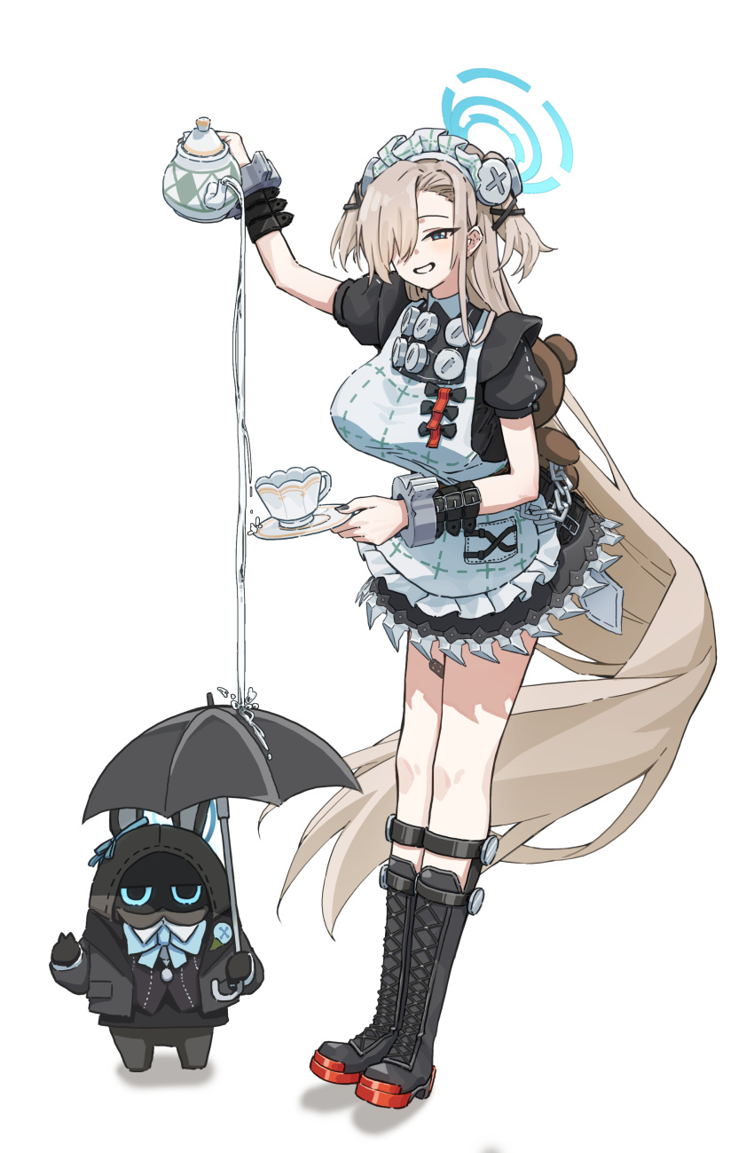 Safebooru - 1girl absurdres apron asuna (blue archive) bandaid bandaid on leg bangboo (zenless ...