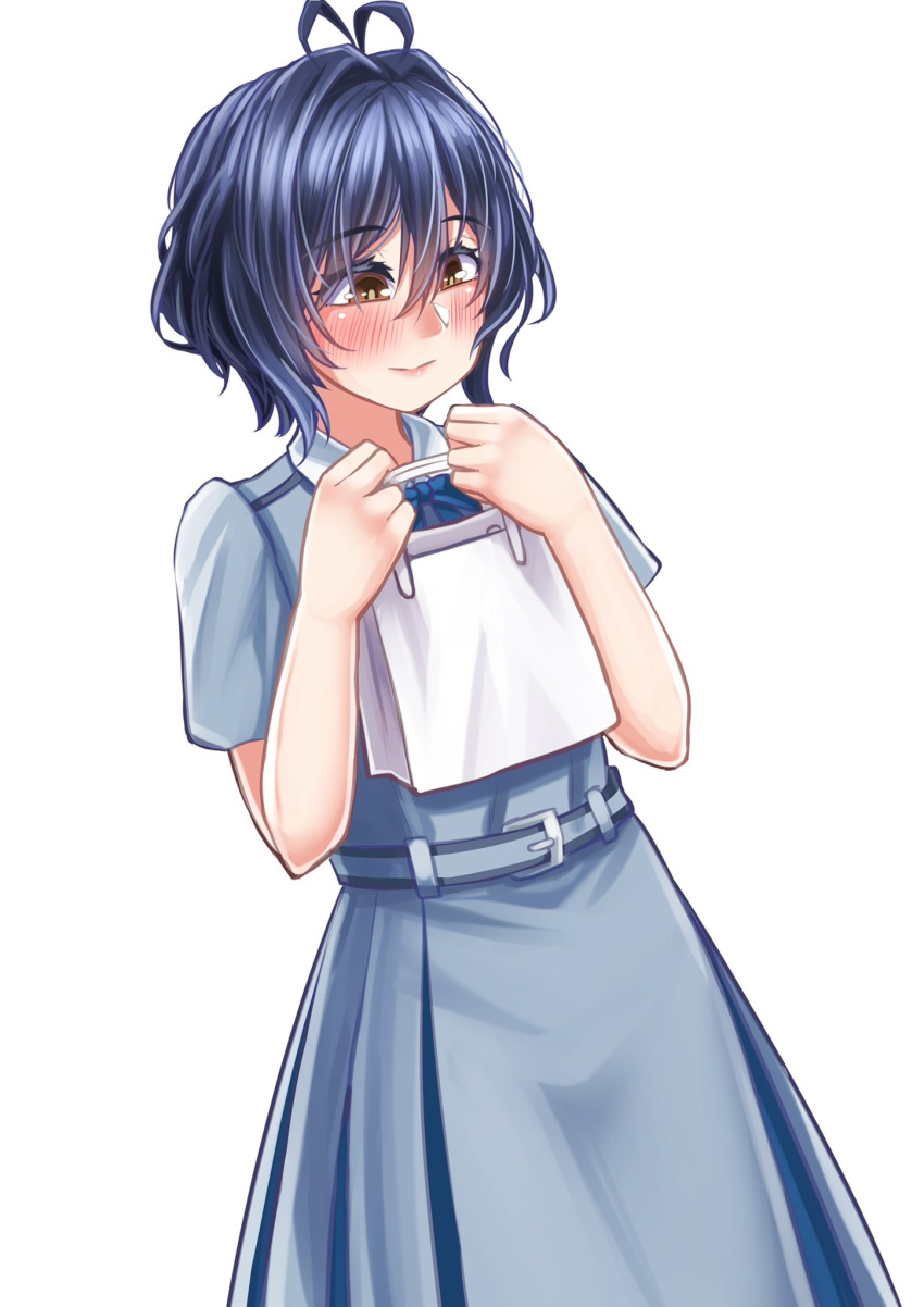 Safebooru - 1girl 22/7 antenna hair belt blue belt blue bow blue bowtie blue dress blue hair ...