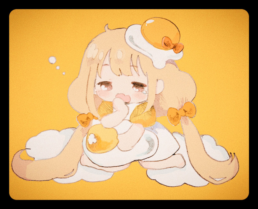 Safebooru - 1girl blonde hair blush brown eyes chibi comeco commentary ...