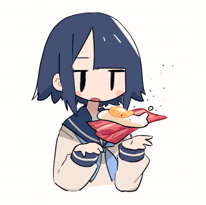 Safebooru - 1girl bacon blue hair blunt bangs blush stickers chibi ...