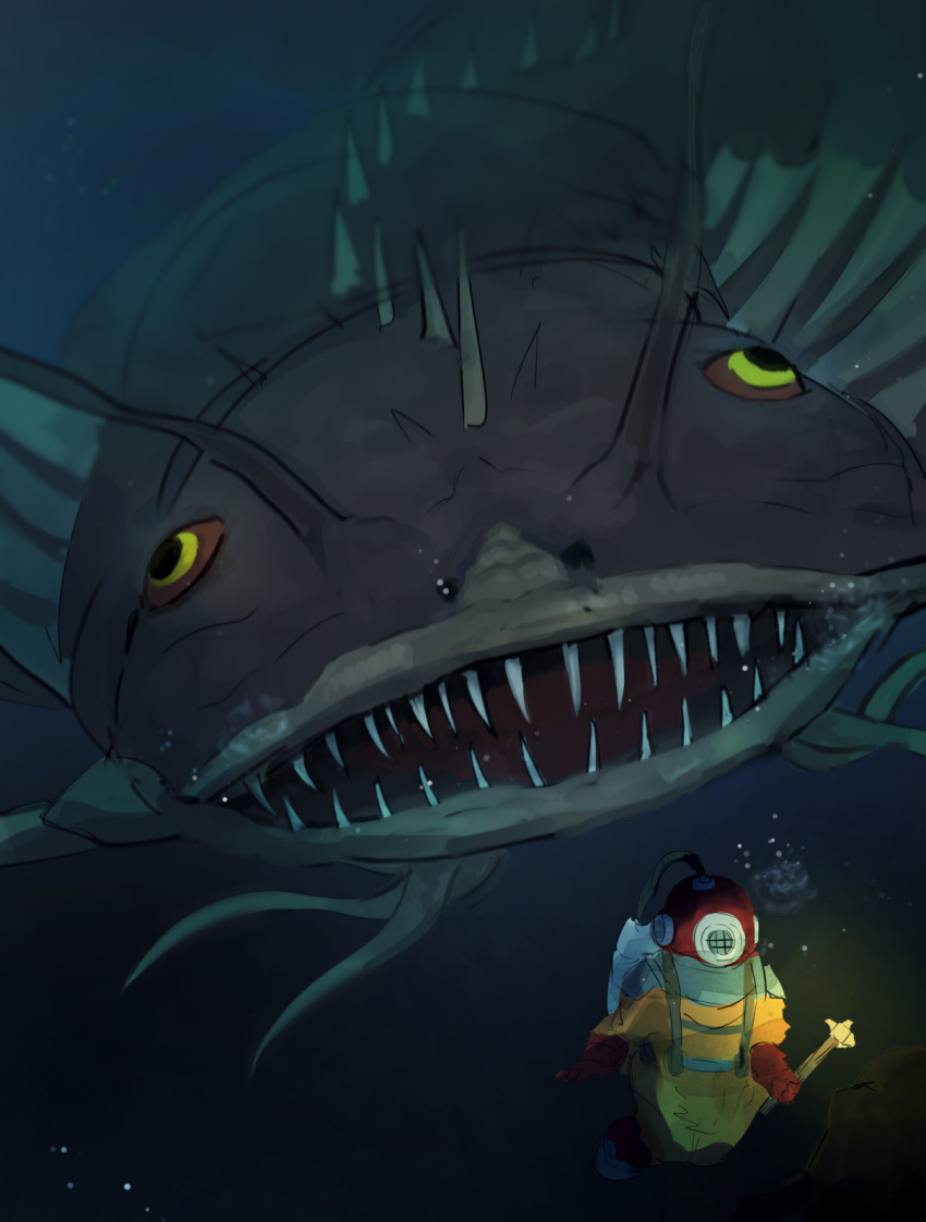 Safebooru - 1boy animal animal focus catfish colored sclera danger ...