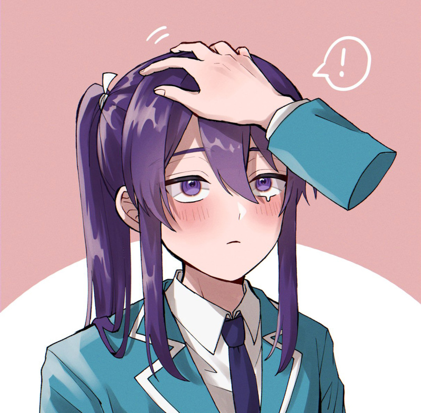 Safebooru - ! 1boy blue necktie blush closed mouth collared shirt ...