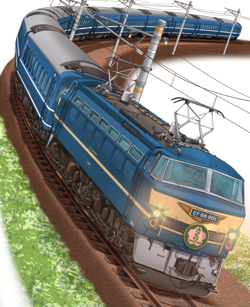 Safebooru - 1other absurdres cable class ef66 electric locomotive grass headlight beam highres ...