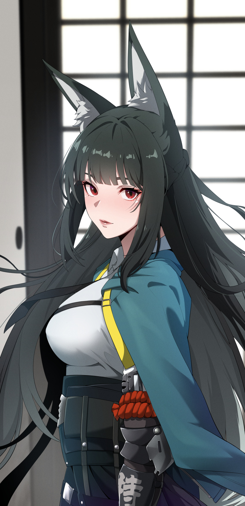 Safebooru - 1girl absurdres animal ear fluff animal ears black hair blunt bangs blush closed ...