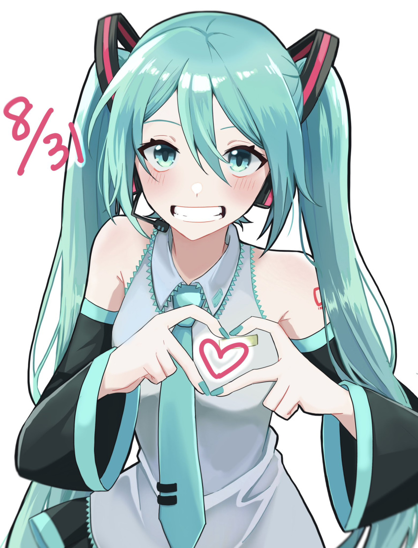 Safebooru - 1girl 4-finger heart hands aqua eyes aqua hair aqua nails ...