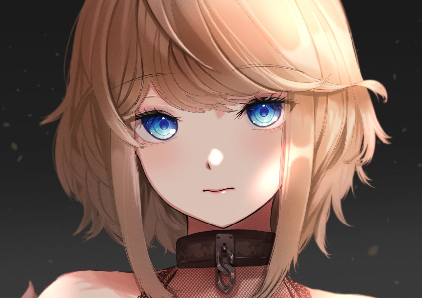 Safebooru - 1girl black choker blonde hair blue eyes buket pudding i choker closed mouth ...