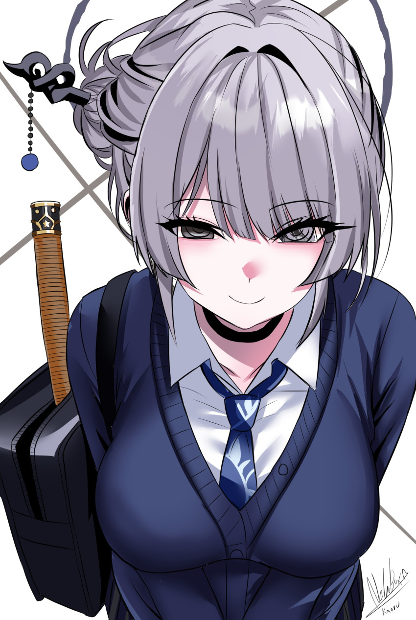 Safebooru - 1girl absurdres bag bags under eyes black choker blazer blue jacket blue necktie ...