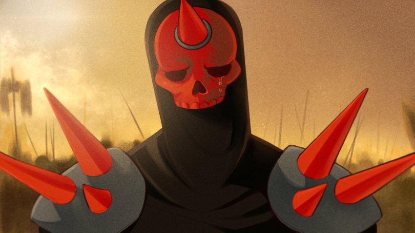 Safebooru - 1boy armor black hood black robe commentary crying english ...