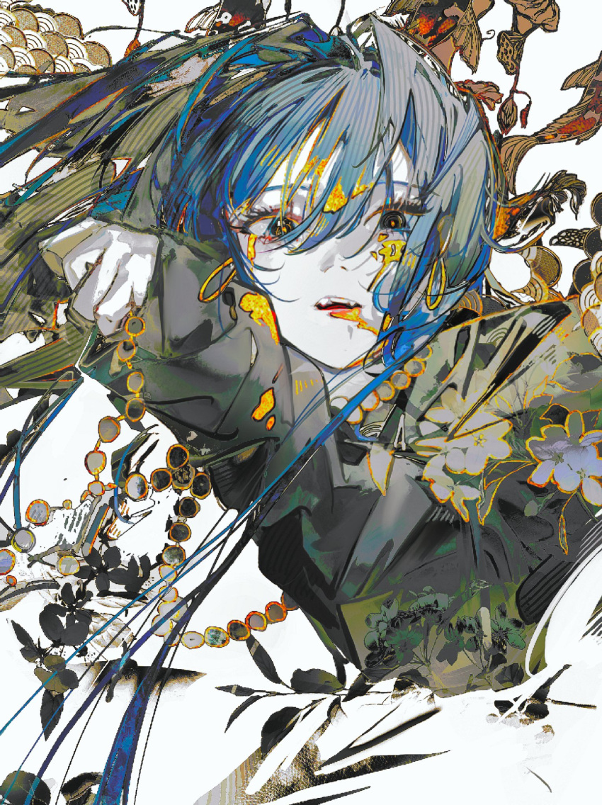 Safebooru - 1girl bead necklace beads black eyes bright pupils commentary earrings english ...