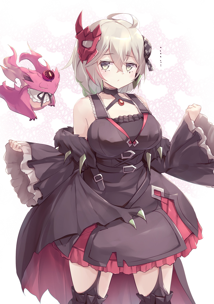 Safebooru - 1girl absurdres ahoge alternate costume black dress breasts creature detached ...