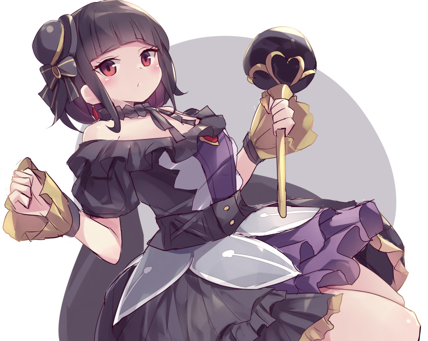 Safebooru - 1girl absurdres black dress black hair blunt bangs dress duel monster dutch angle ...