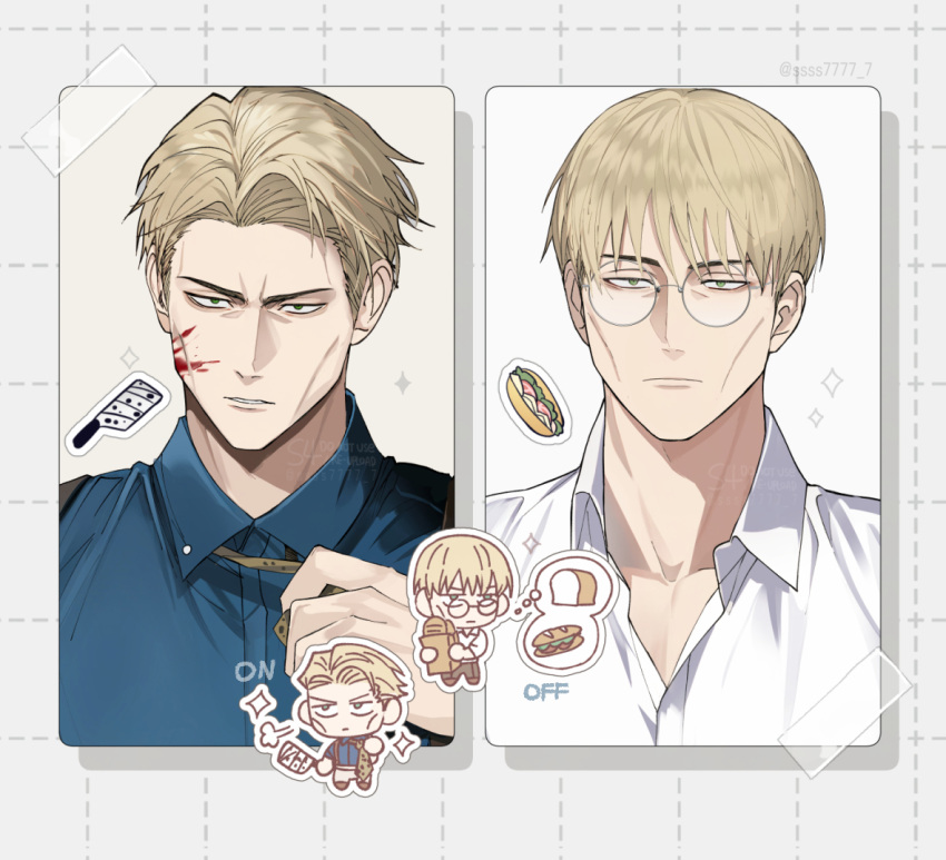 Safebooru - 4boys blonde hair blood blood on cheek blood stain blue ...