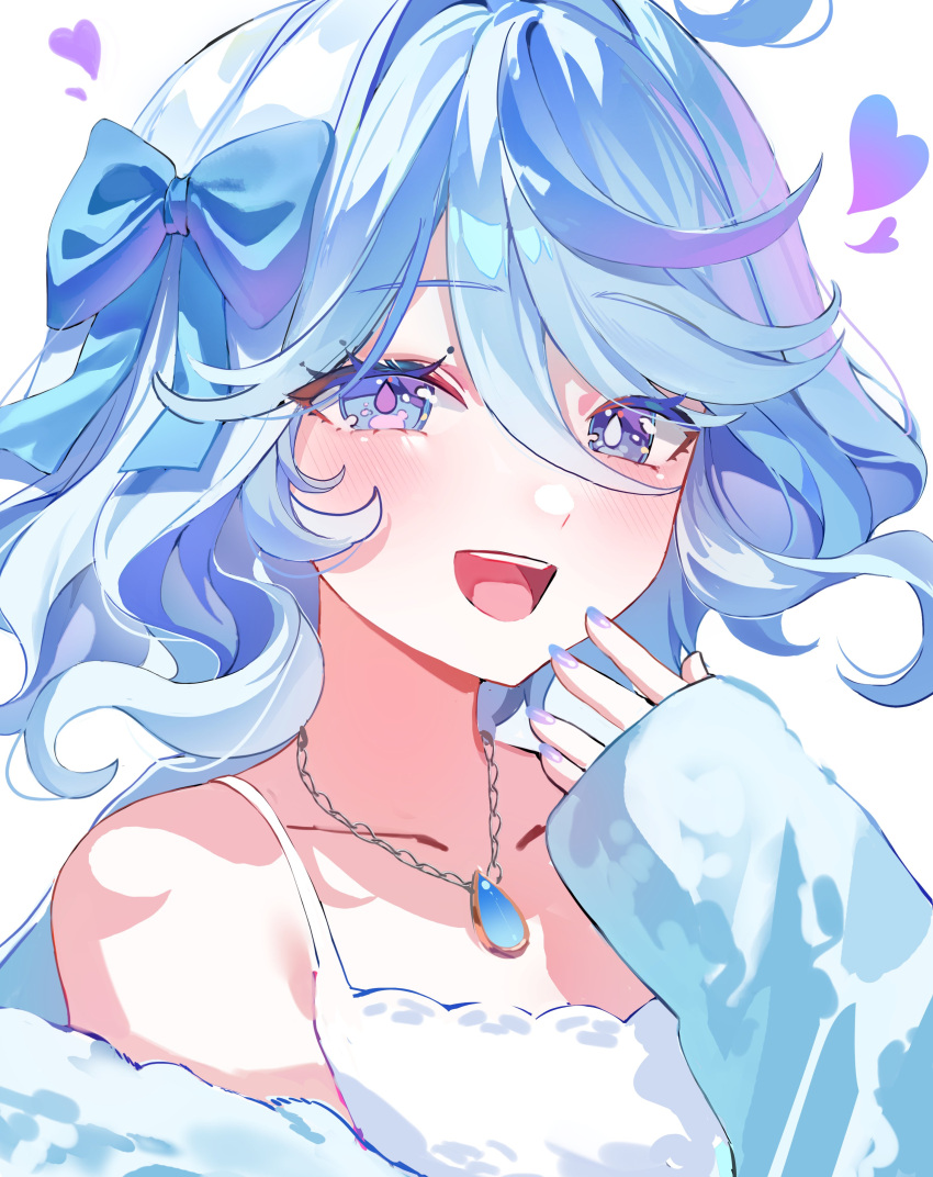 Safebooru - 1girl absurdres blue eyes blue hair blue jacket bow ...